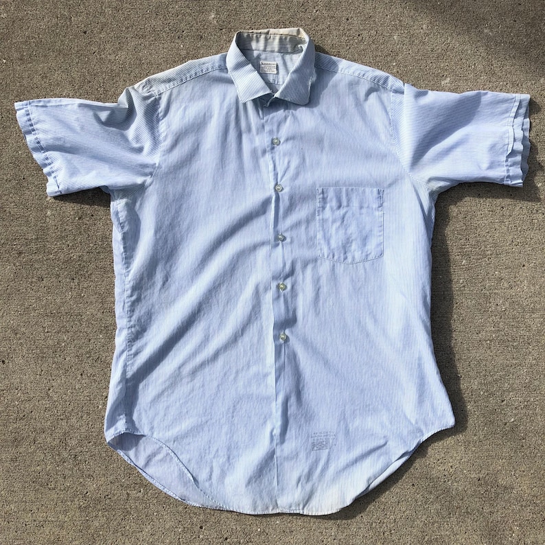1950s Vintage Arrow Pima Cotton Sanforized Striped Short Sleeve Button ...