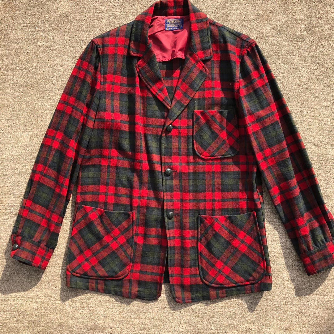 Vintage 1960s Pendleton Plaid Red 49er Jacket/shirt - Etsy