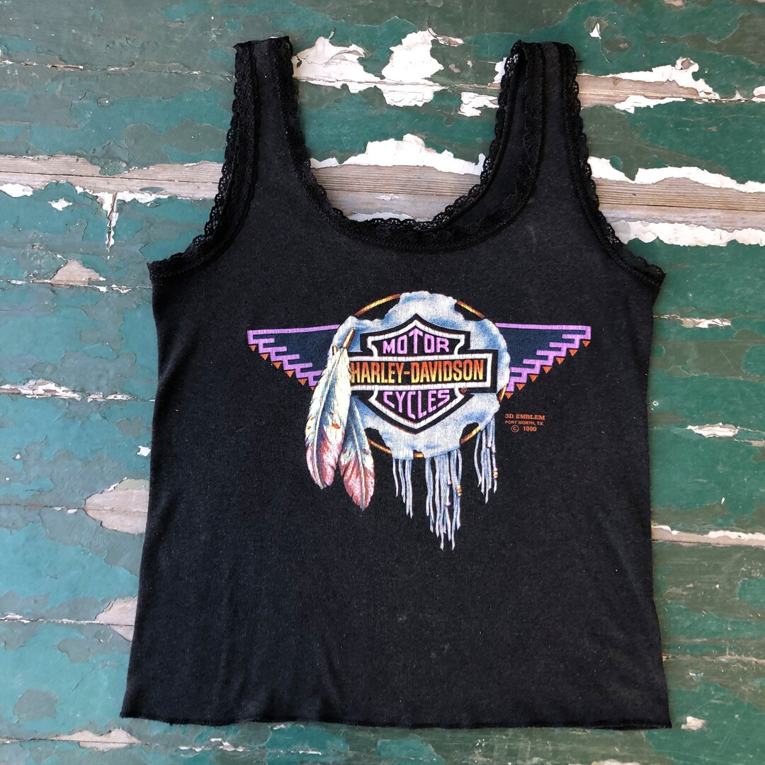 1990s Harley Davidson Vintage 3D Emblem Lacey Tank Top. Free Shipping ...