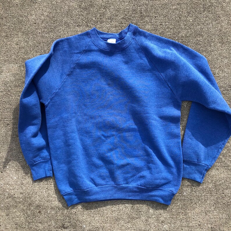 Vintage Faded Royal Blue Raglan Sweatshirt With Back Graphic - Etsy