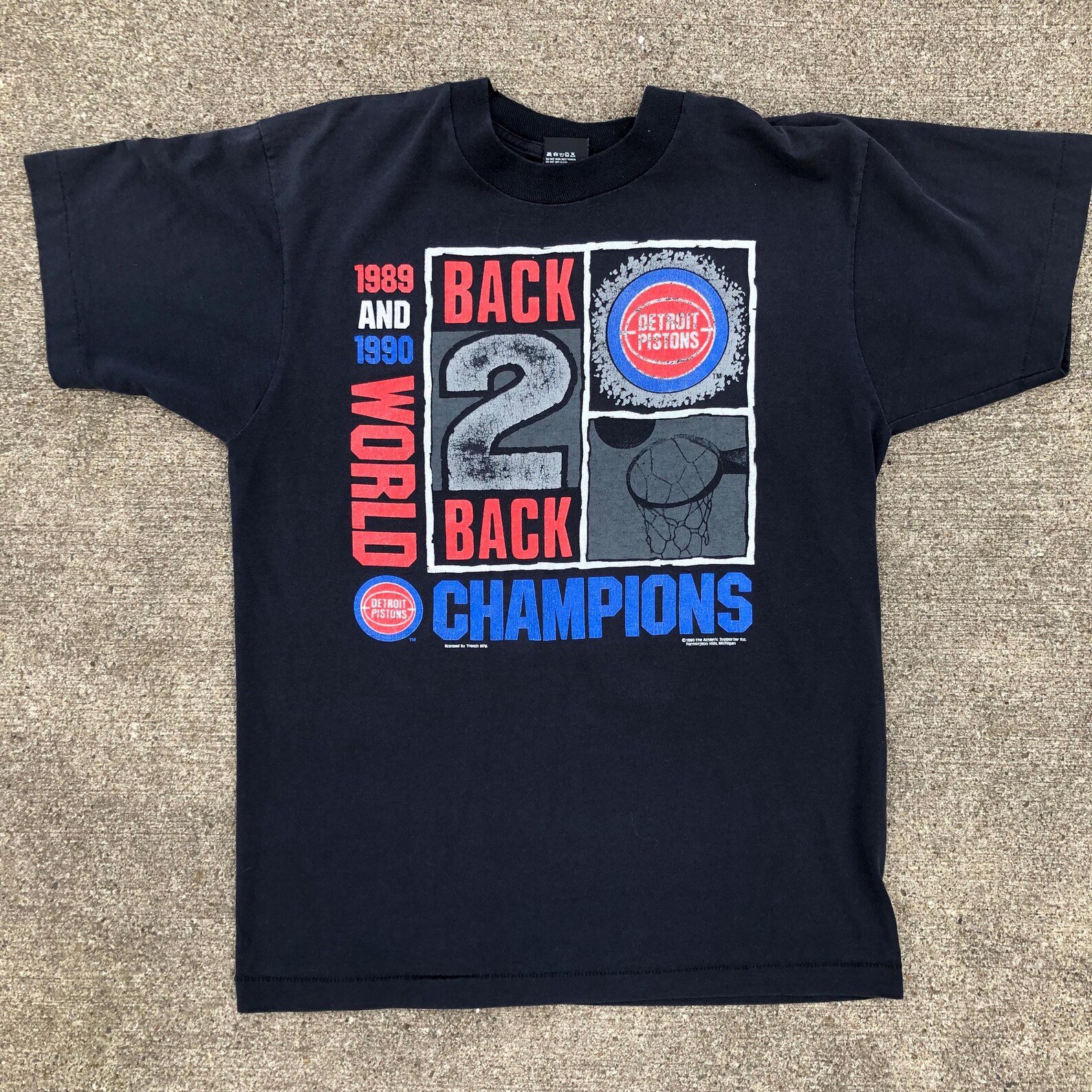 Vintage 1989-1990 Detriot Pistons Bad Boys Back to Back Champions Tee ...