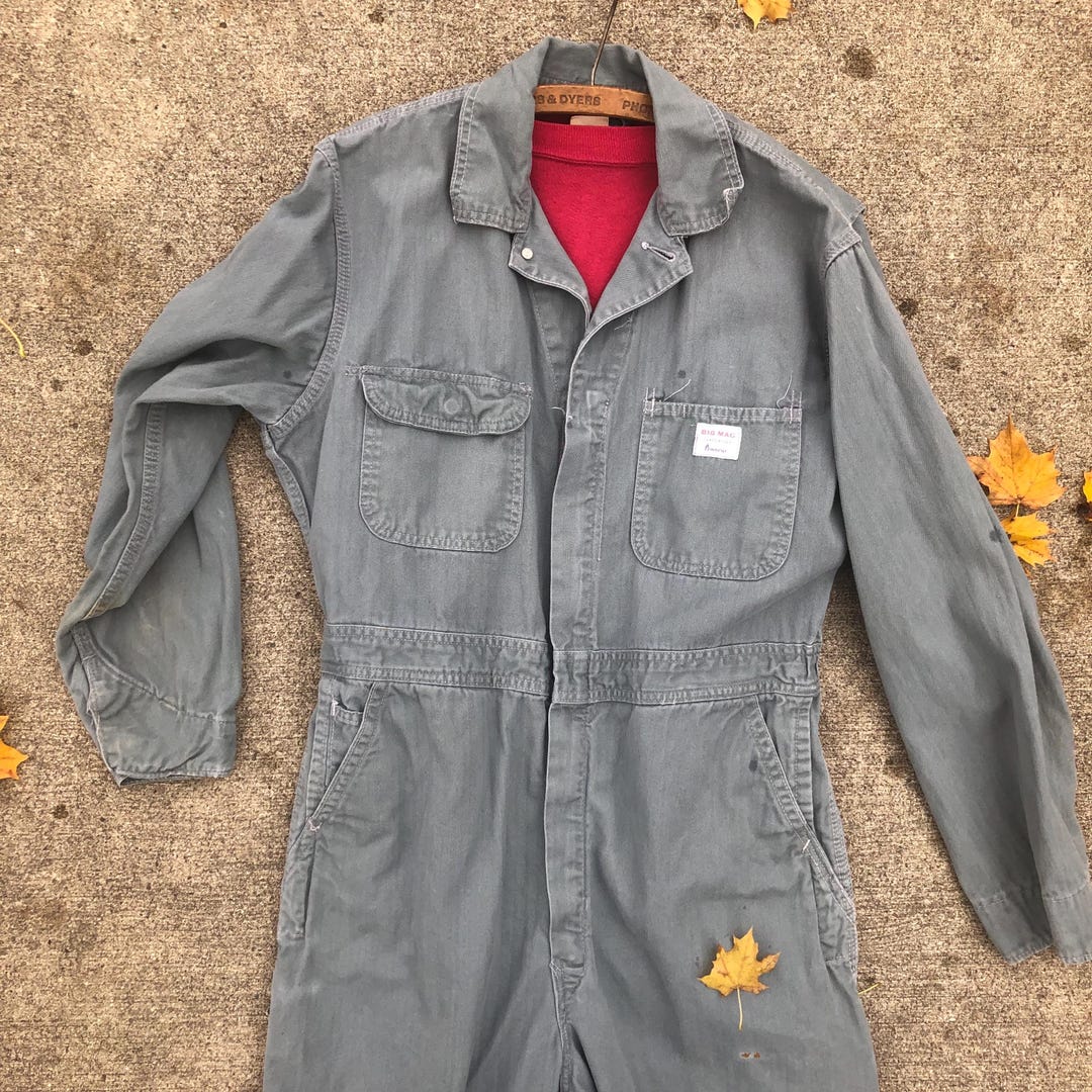 Vintage Big Mac 1950s Coveralls in Grayish Green Herringbone - Etsy