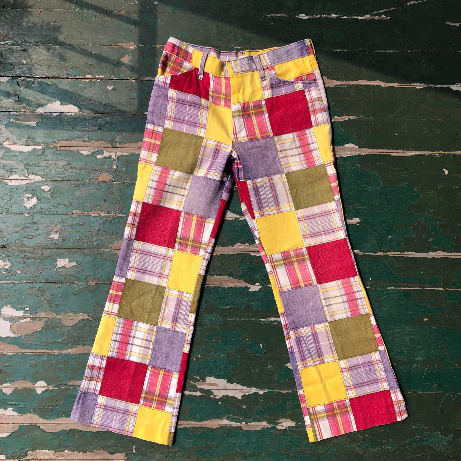 Vintage Plaid Patchwork Pants, Maybe Handmade, Cotton. Circa 1960s ...