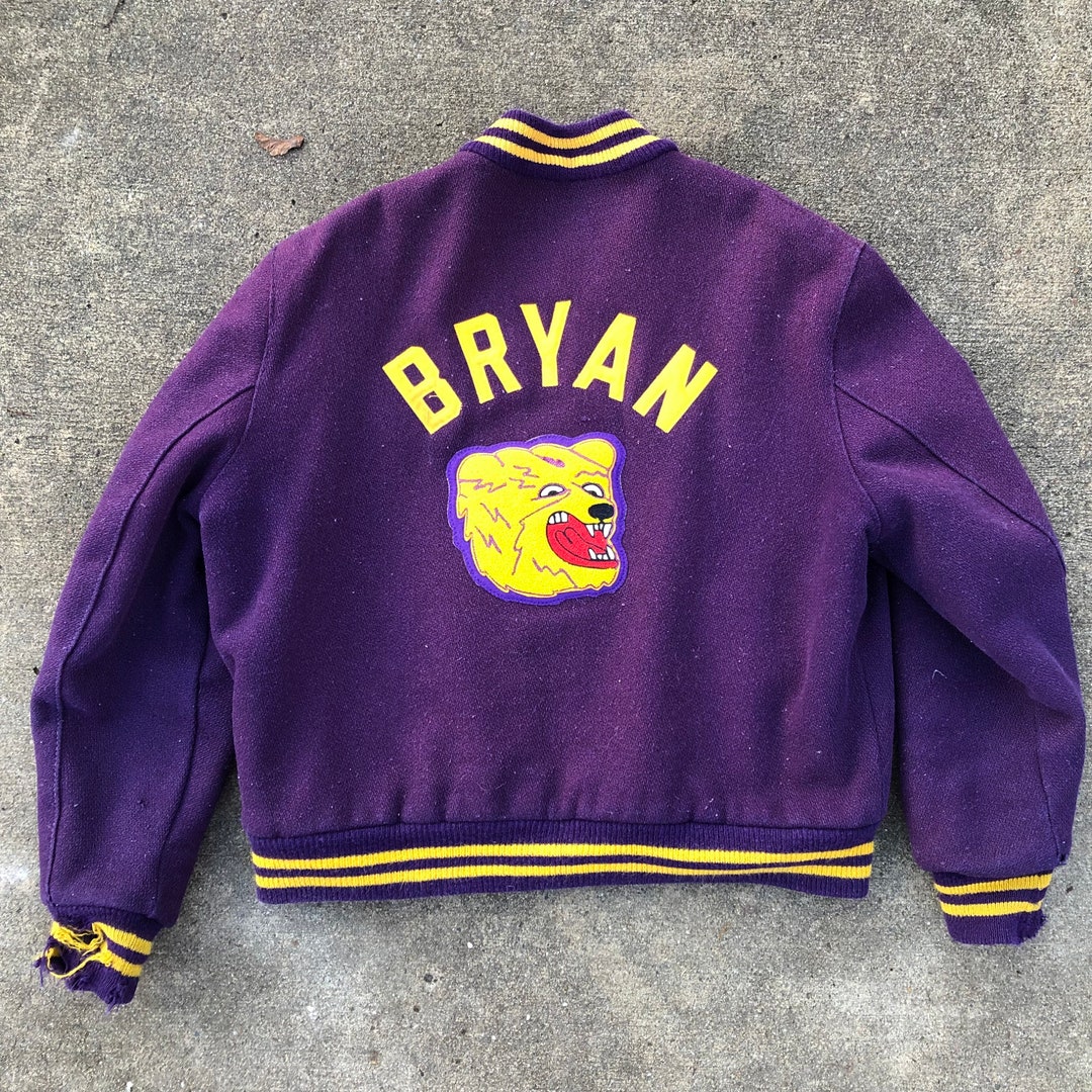 Vintage Wool Varsity Jacket With Big Mascot Patch - Etsy