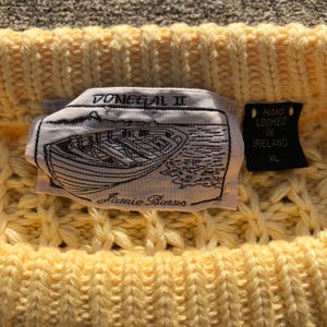 Vintage Donegal Hand Loomed Cotton Cable Knit Sweater in Cream/yellow ...