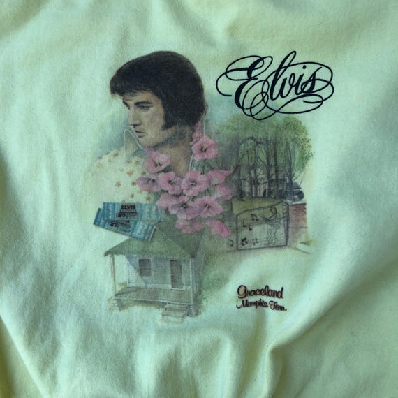 Rare Elvis Presley Graceland yellow short sleeve swea… - Gem