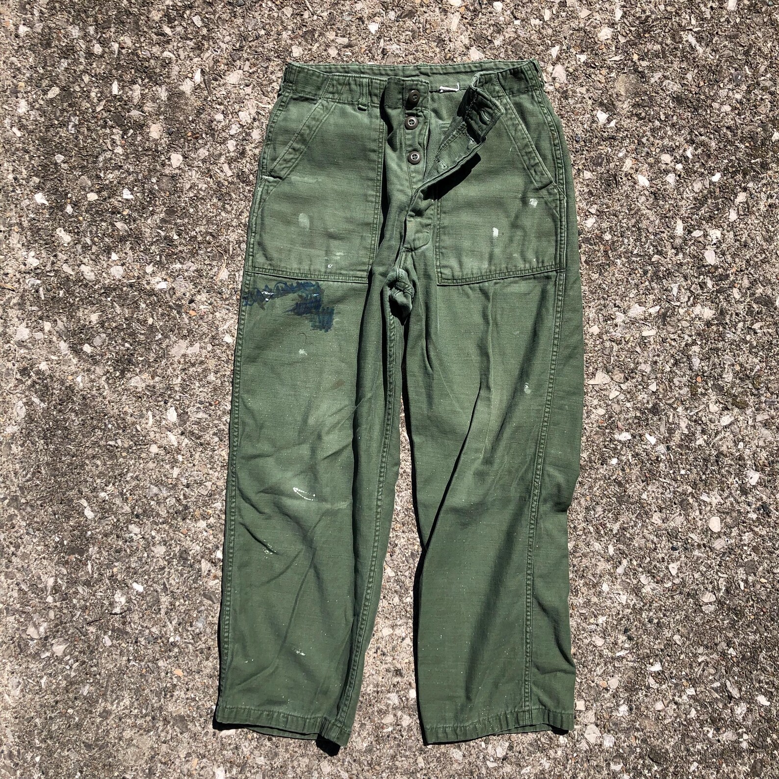 Vintage OG-107 Vietnam Era in Distressed Paint Splatter Condition - Etsy