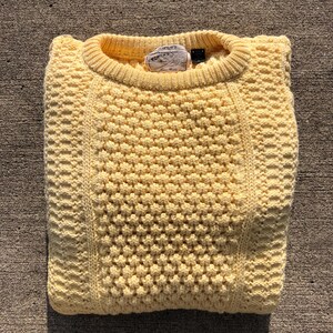 Vintage Donegal Hand Loomed Cotton Cable Knit Sweater in Cream/yellow ...