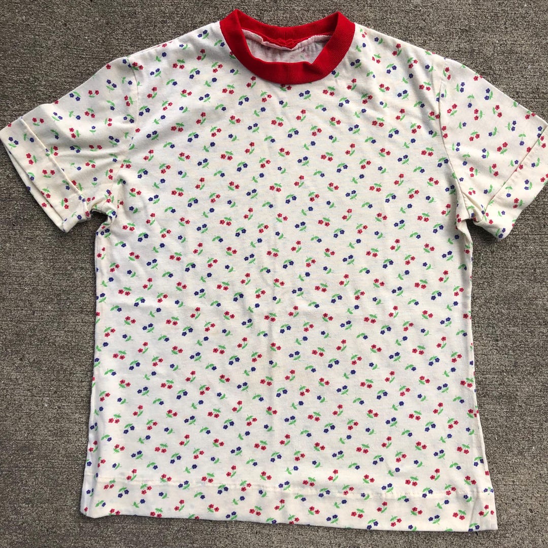 Vintage Primary Color Ditsy Floral 70s T Shirt - Etsy