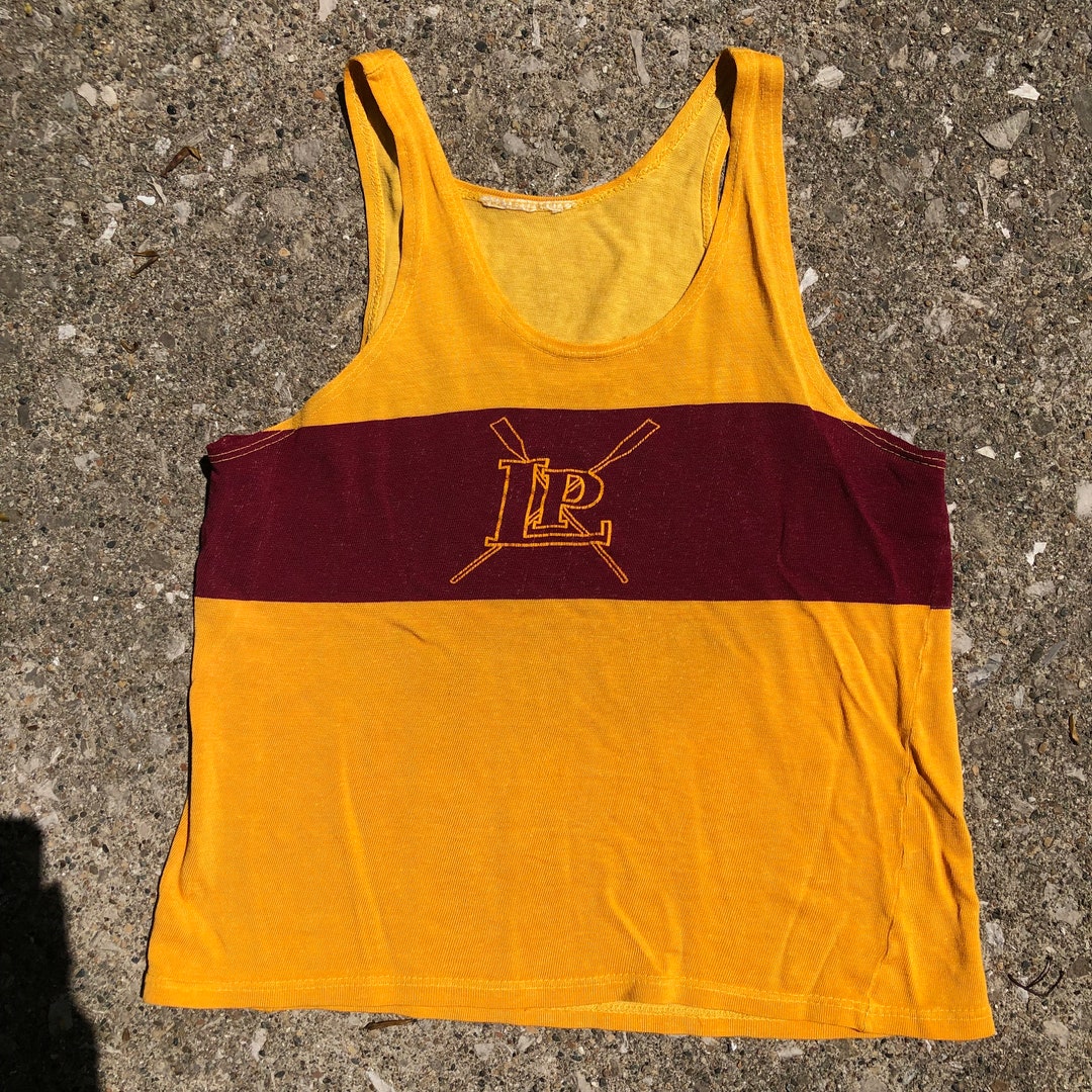 Vintage 1950s/60s Nylon Rowing Tank in Yellow/burgundy - Etsy