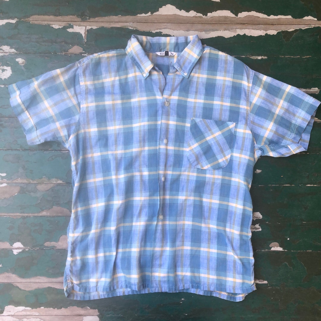 1950s Vintage Sanforized Loop Collar Plaid Button up by Island in the ...