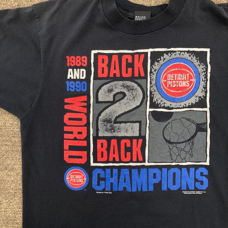 Vintage 1989-1990 Detriot Pistons Bad Boys Back to Back Champions Tee ...