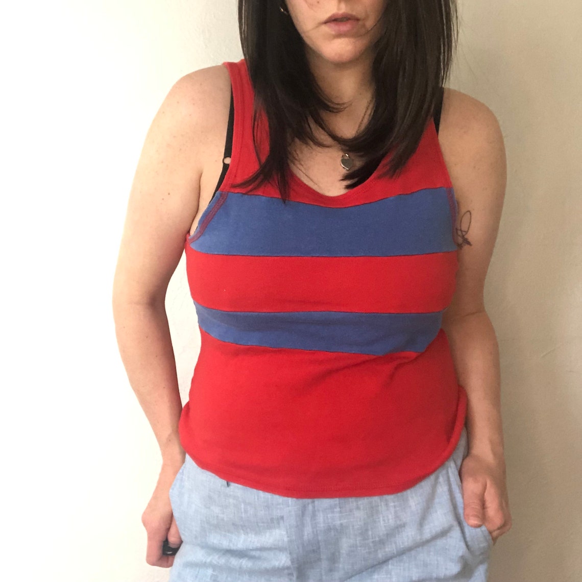 Vintage Red and Blue Striped Rowing/nautical Racer Back Tank Top. - Etsy