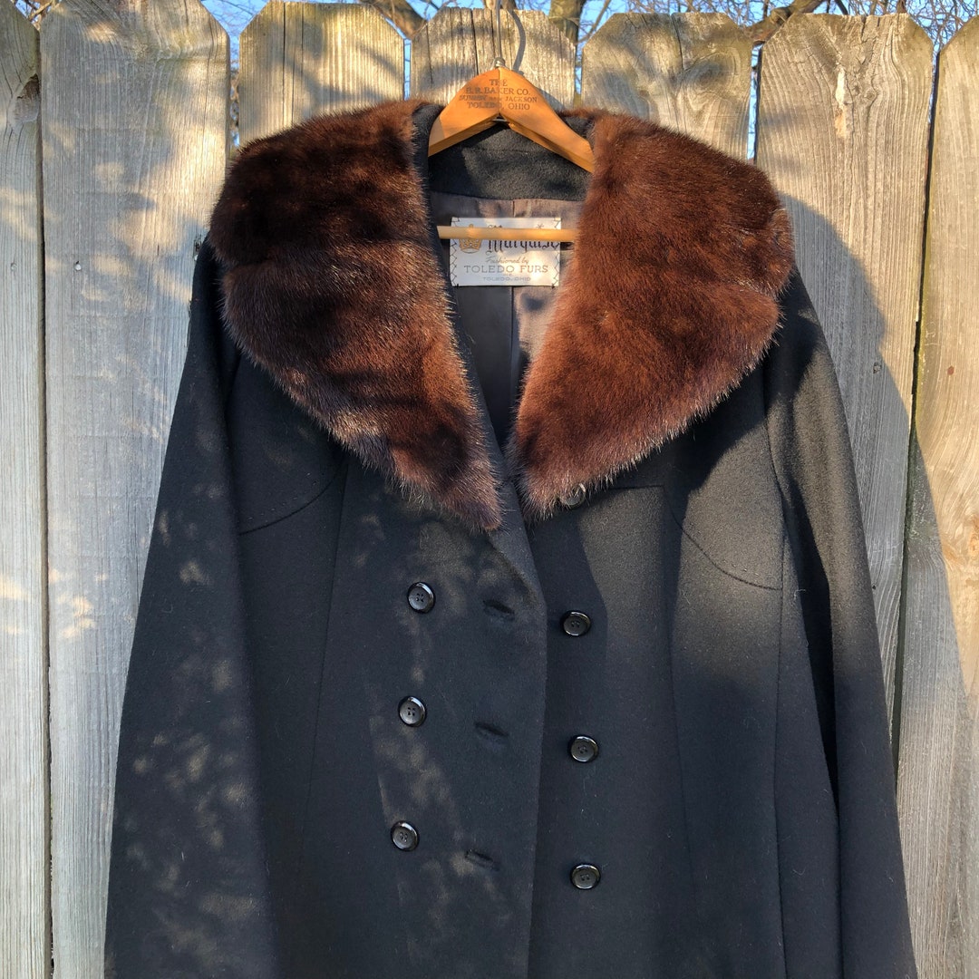 Vintage Wool Fur Collar Swing Coat, Like New - Etsy