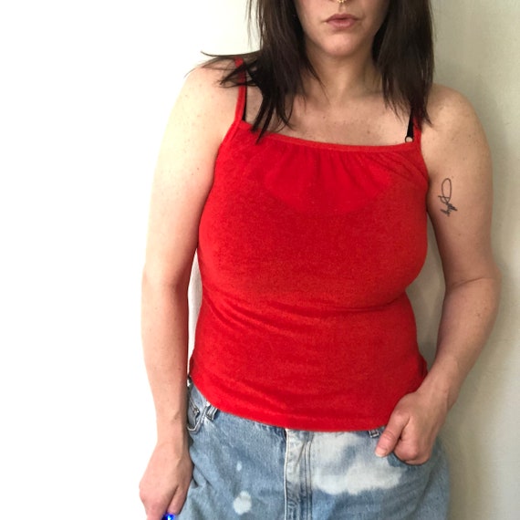 1970s vintage bright red Terry cloth tank - Gem
