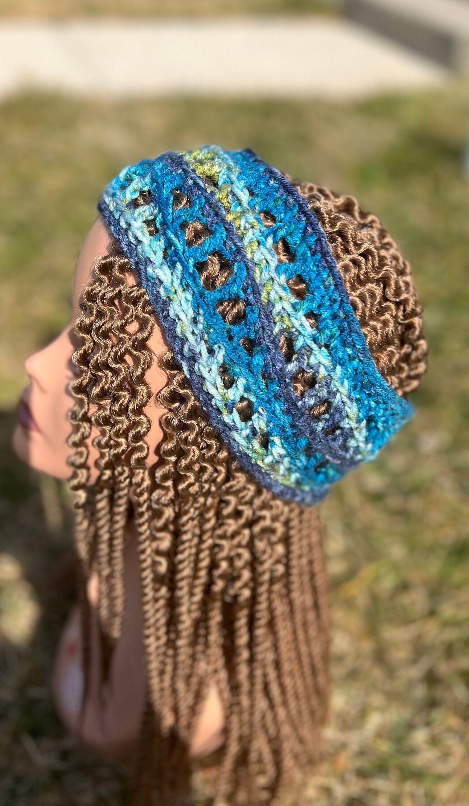 Wavy Color Fading Dreadlock Hippie Bohemian Crocheted Headband or Dread ...