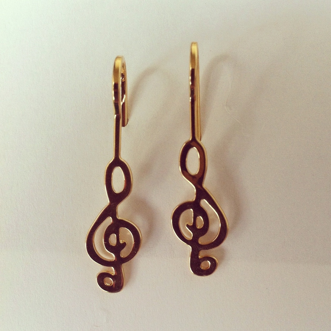 Gold Treble Clef Earrings, Gold Music Note Earrings, Treble Clef ...