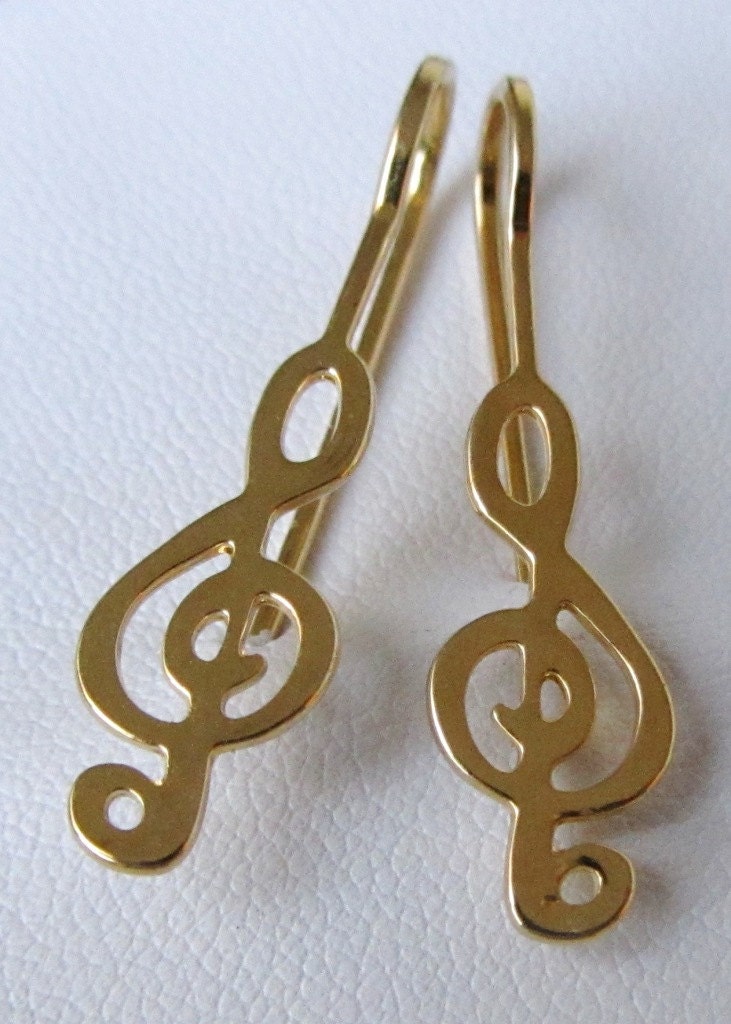 Gold Treble Clef Earrings Gold Music Note Earrings Treble - Etsy