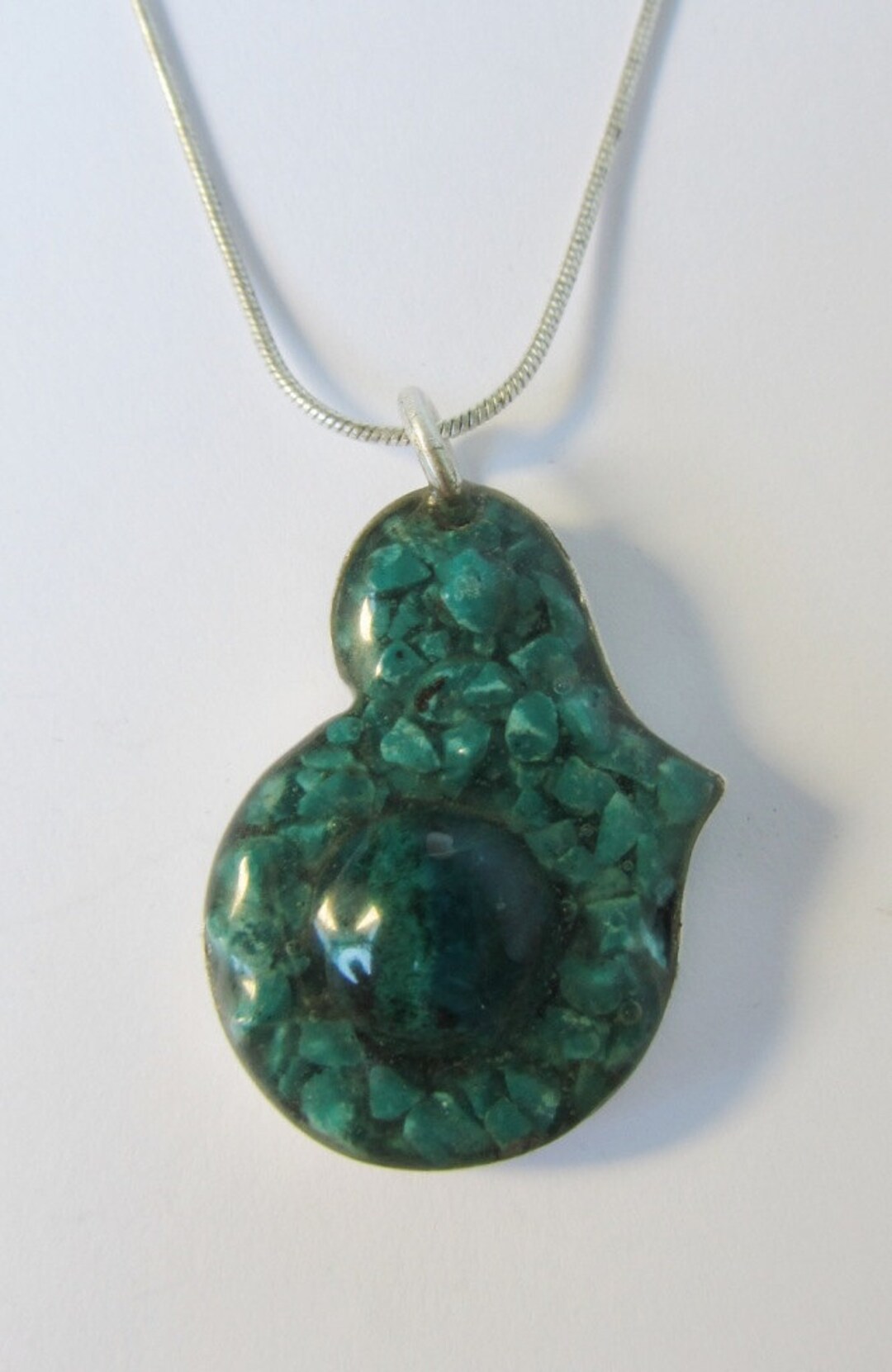 Turquoise Necklace Silver, Eilat Stone Pendant Silver, Heart Silver ...