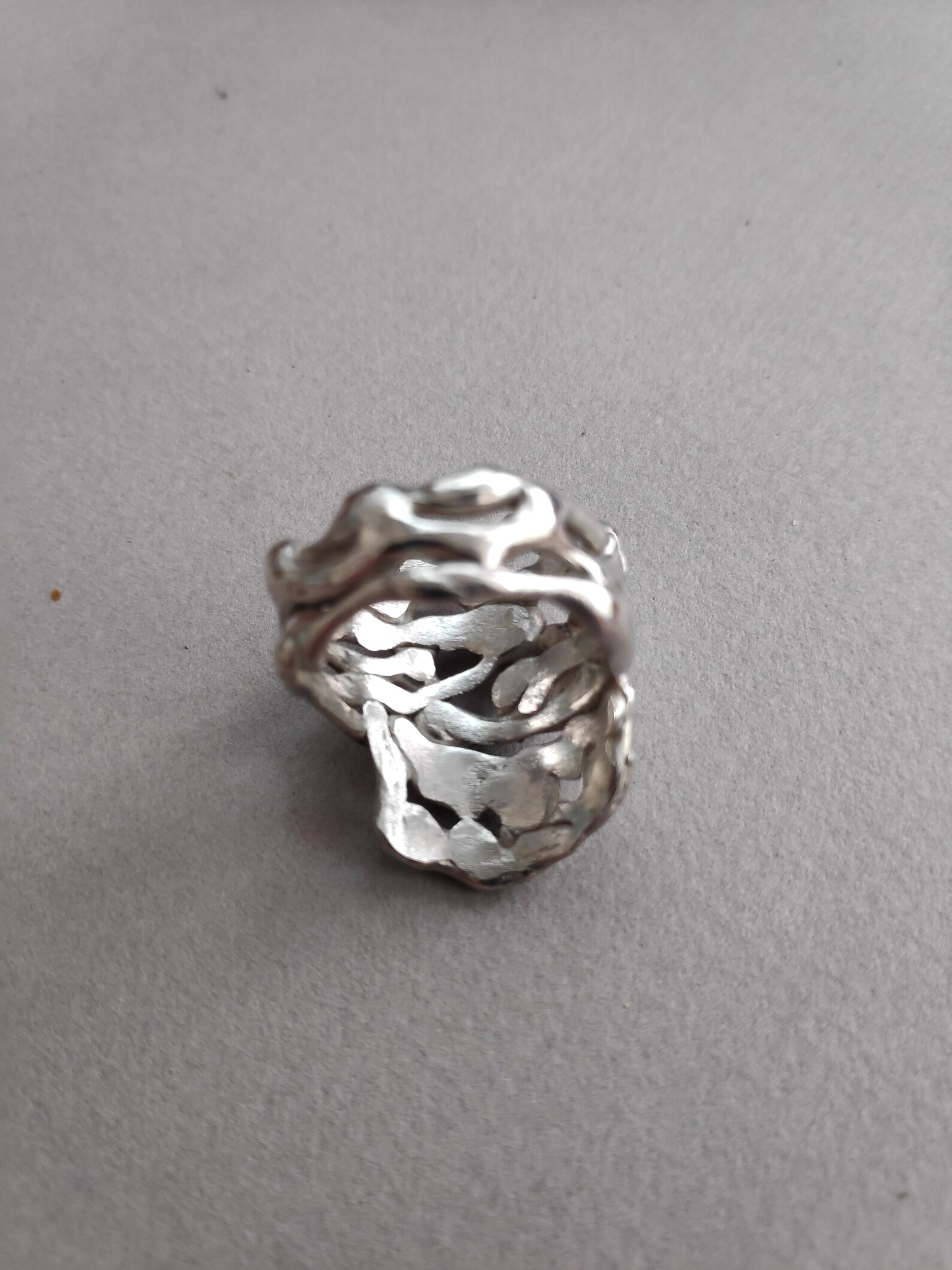 Wide abstract Silver Ring Artistic 925 Sterling Silver Ring | Etsy