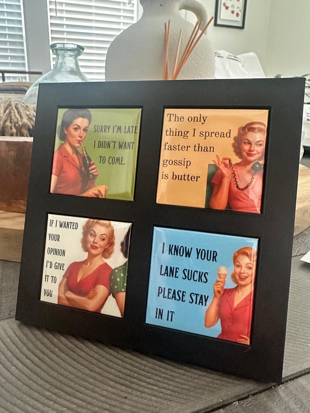 Frame + Sassy Retro 1950s Sarcastic Women Magnet Set – Choose 4 Sassy ...