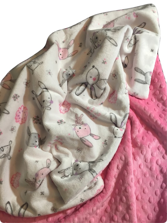 Personalized Pink Bunny Minky Baby Blanket Baby Girl Blanket - Etsy