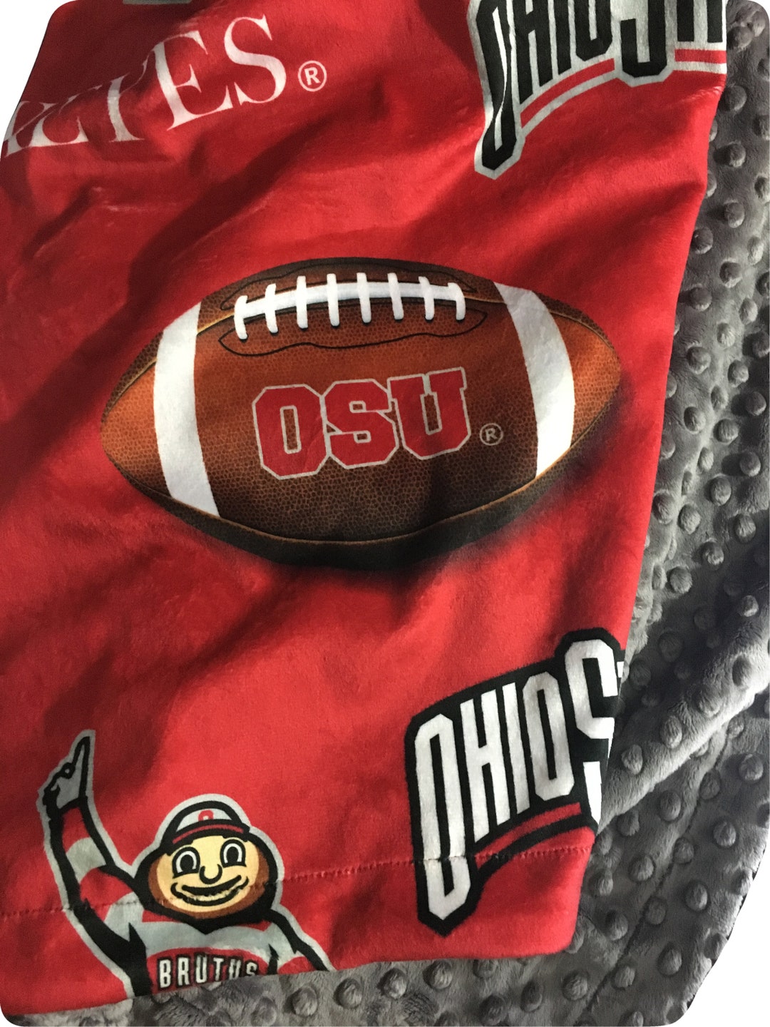 Ohio State Blanket, OSU Buckeyes, Minky Baby Blanket, Dorm Room Blanket ...