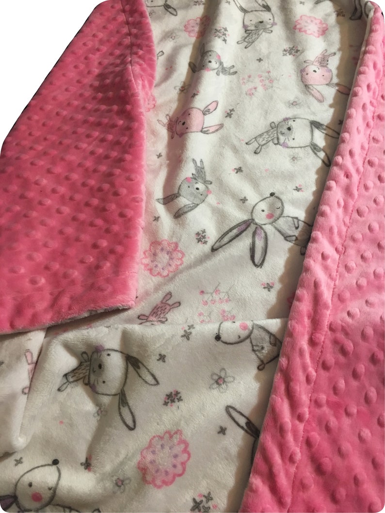 Personalized Pink Bunny Minky Baby Blanket Baby Girl Blanket - Etsy