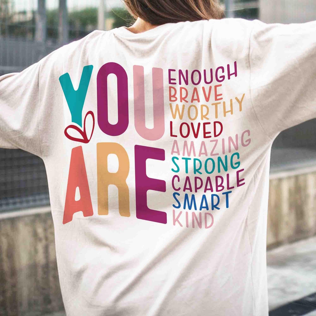 Rainbow Affirmations Shirt: You Are Kind, Loved, Brave - Inspirational ...