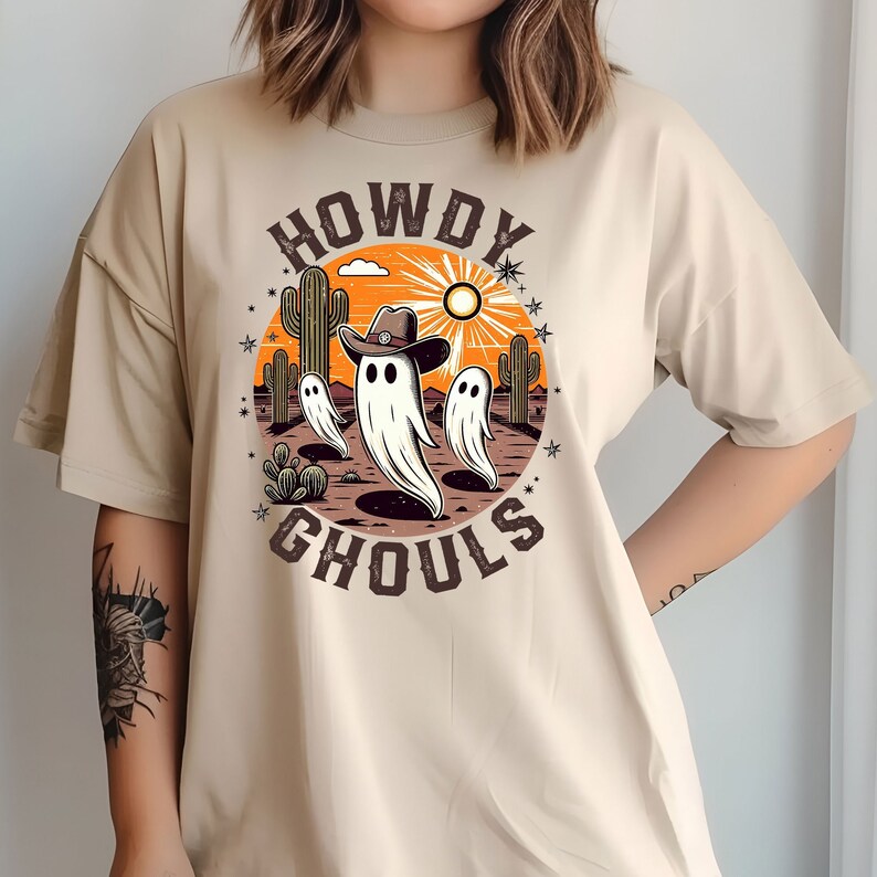 Howdy Ghouls Cowgirl Western Costume Comfort Colors® Tee Shirt, Howdy ...