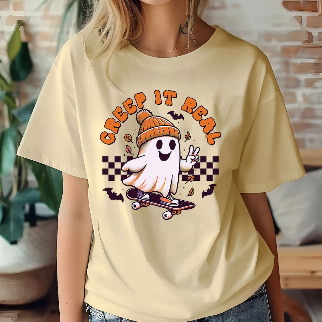 Retro Creep It Real Halloween Comfort Colors® Tee Shirt, Vintage Ghost ...