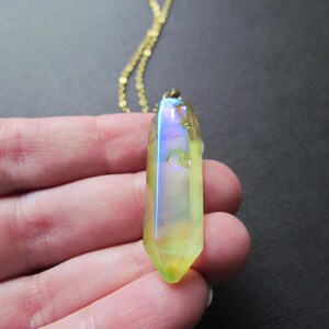 Green Quartz Pendant - Angel Aura Necklace - Green Quartz Point ...