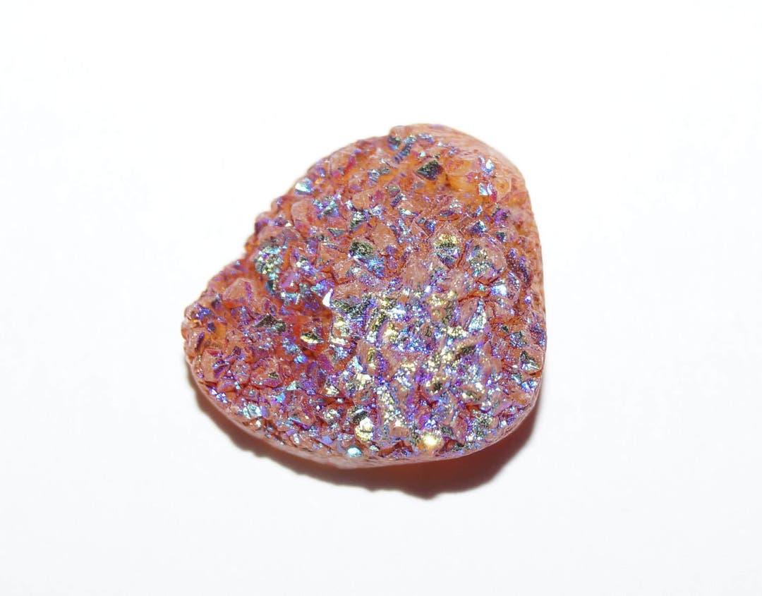 Red Druzy Cabochon - Gemstone Cabochon - Titanium Rainbow Druzy ...