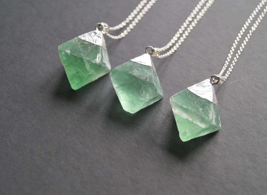 Green Fluorite Necklace, Large Raw Gemstone Pendant - Etsy