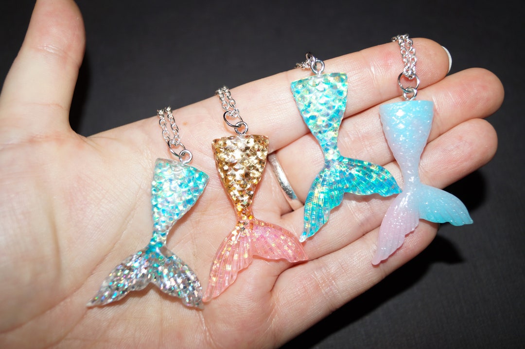 Mermaid Pendant Mystical Ocean Jewelry Blue Sparkly Mermaid Necklace - Etsy