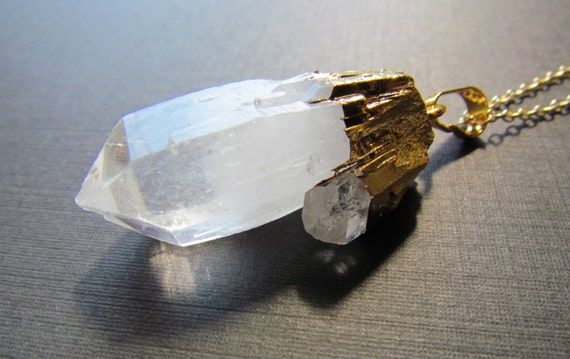 Quartz Necklace Gold Filled Crystal Necklace Electroplated | Etsy