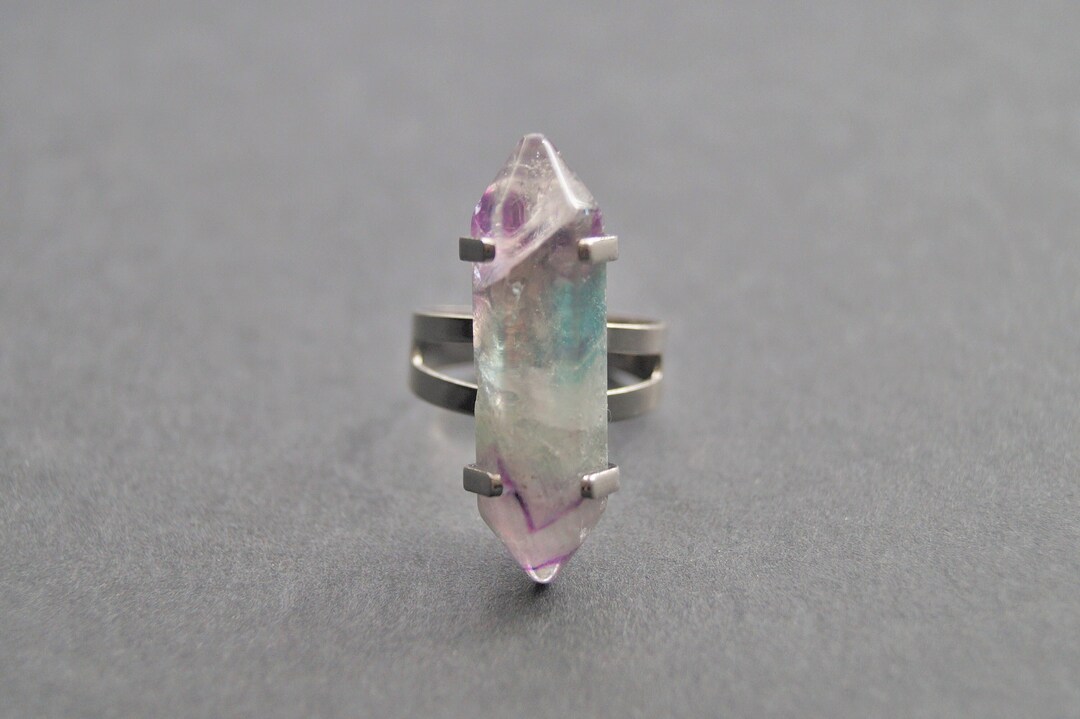 Fluorite Ring, Adjustable Gemstone Ring, Purple Fluorite, Cheap ...