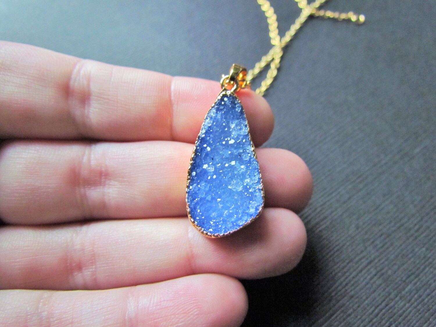 Royal Blue Druzy Necklace Agate Druzy Necklace Agate | Etsy