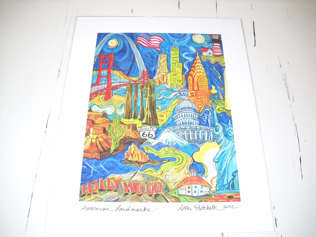 American Landmarks, Statue of Liberty, Golden Gate Bridge, the Arch, 11 ...