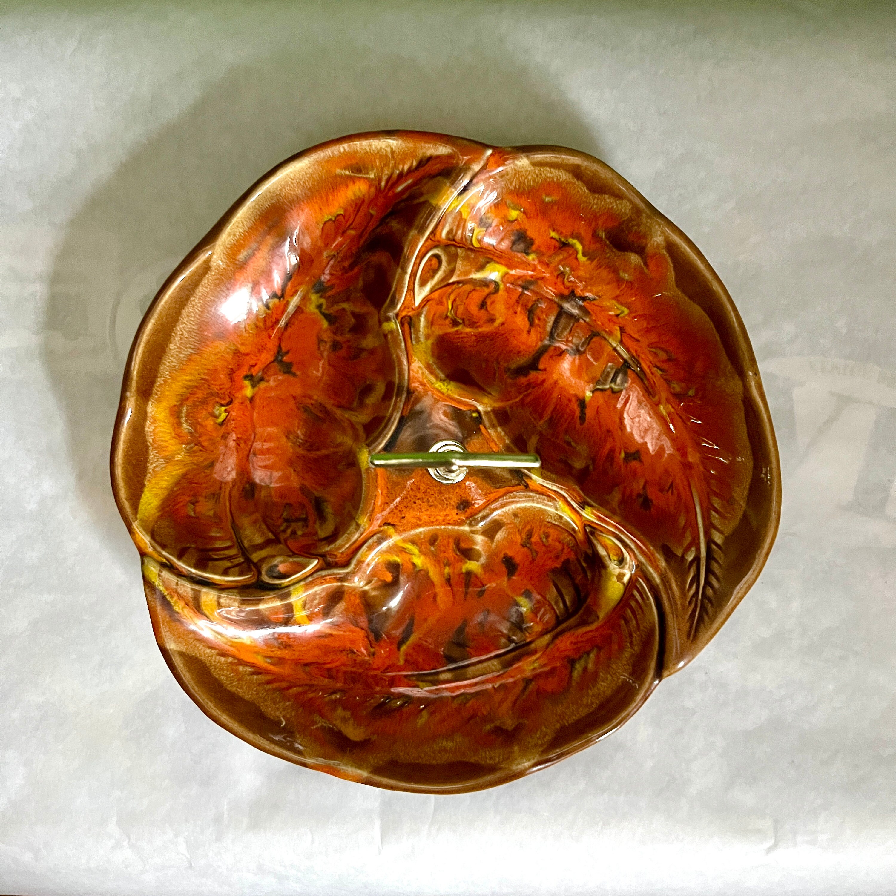 Vintage Nut Dish // Mid Century Pottery // Splatterware Drip Glaze - Etsy