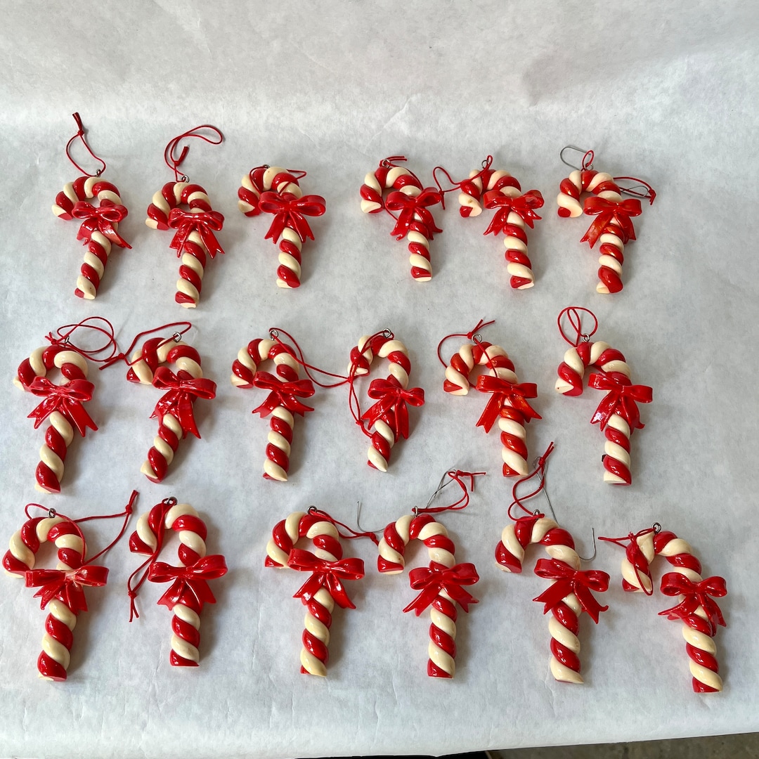 Vintage Candy Cane Ornaments // Clay Dough - Etsy