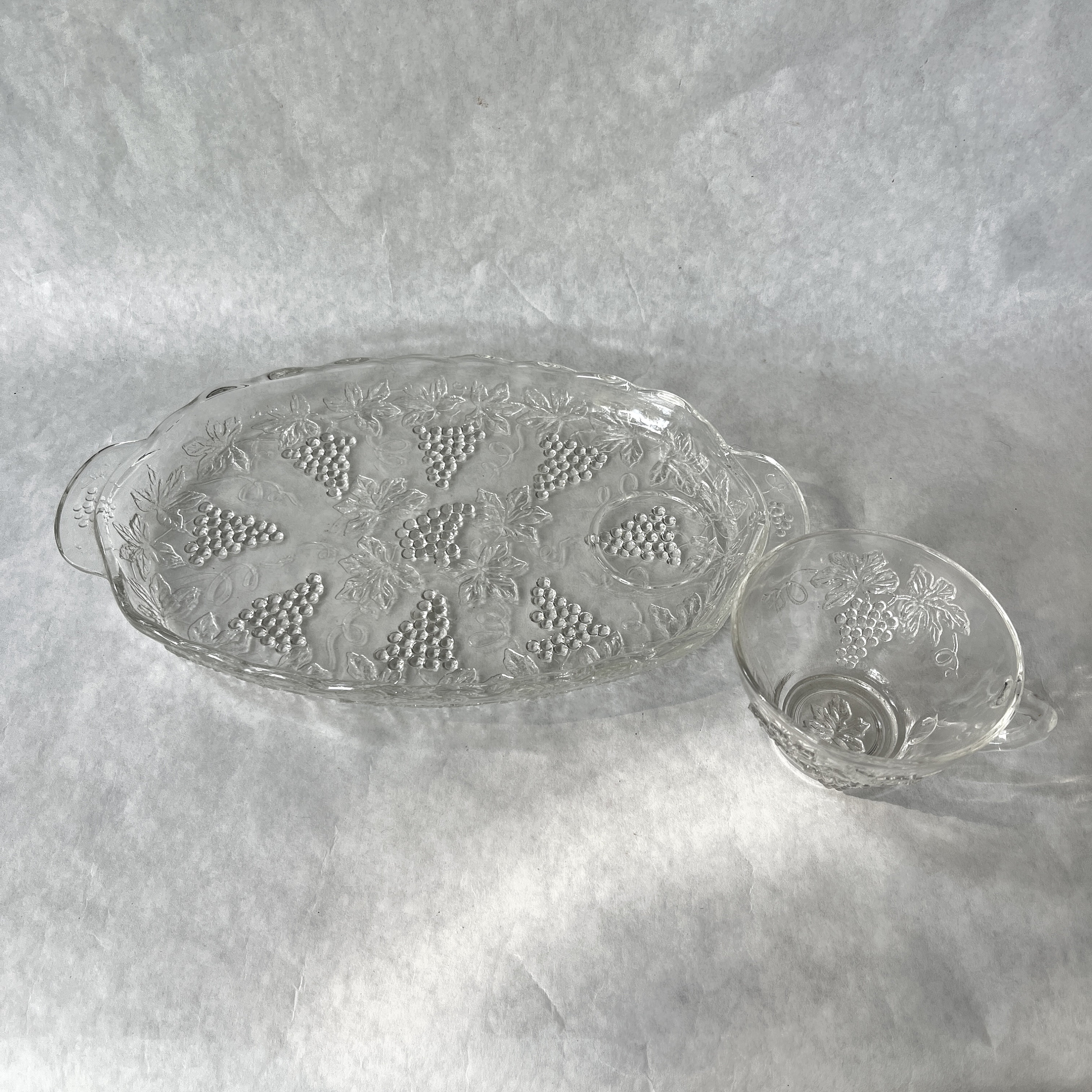 Vintage Glass Snack Set // Set of Four Appetizer Plates With Cups ...