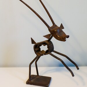 Vintage Welded Metal Antelope Sculpture Reclaimed Parts Gazelle Signed ...