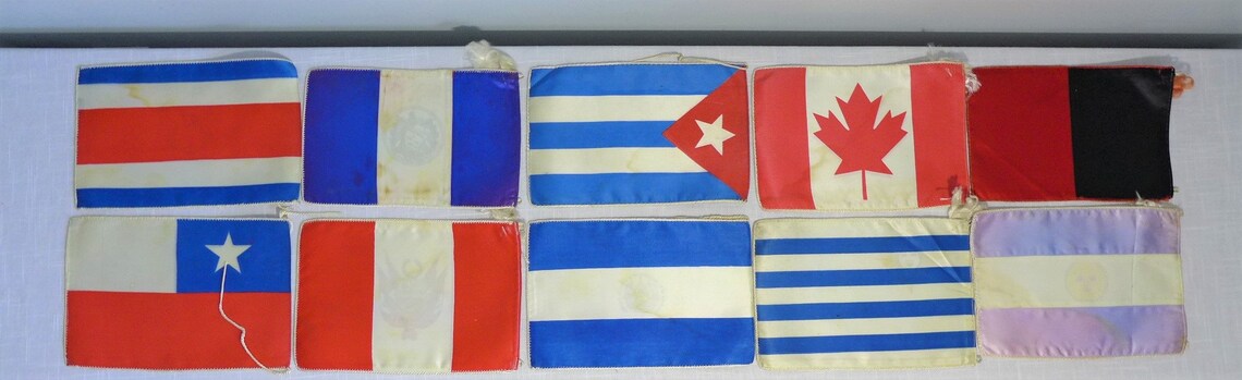 Set of 10 Vintage Silk Flags Antique Cigar Box Souvenir World - Etsy ...