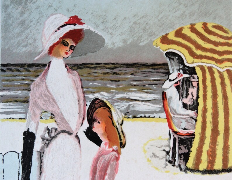 Ramon Dilley Deauville Beach Portrait Original Signed | Etsy