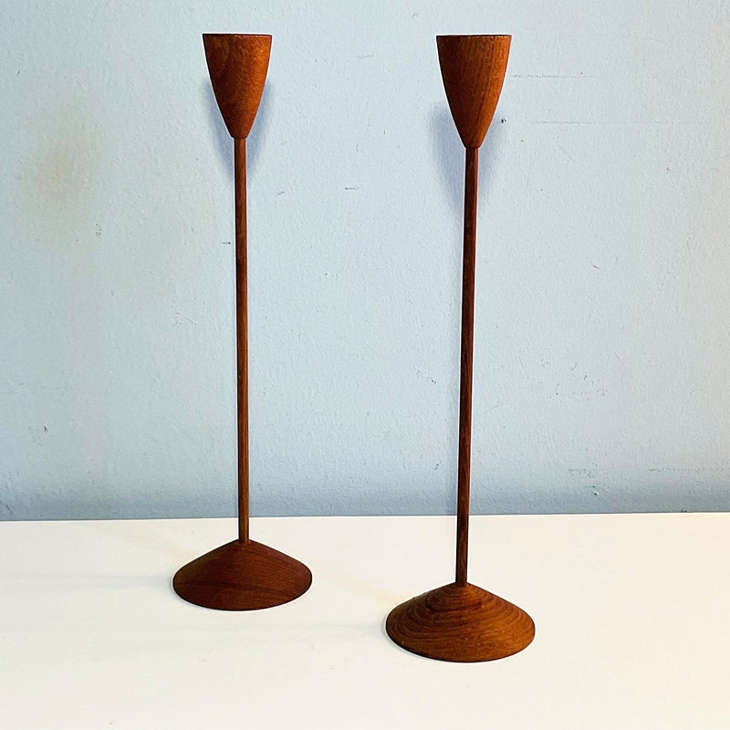 Teak Candlesticks - Etsy