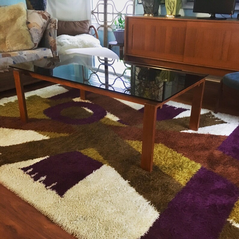 Large Abstract Rya Rug Vintage Hand Knotted Wool Rug 9 X 6 | Etsy