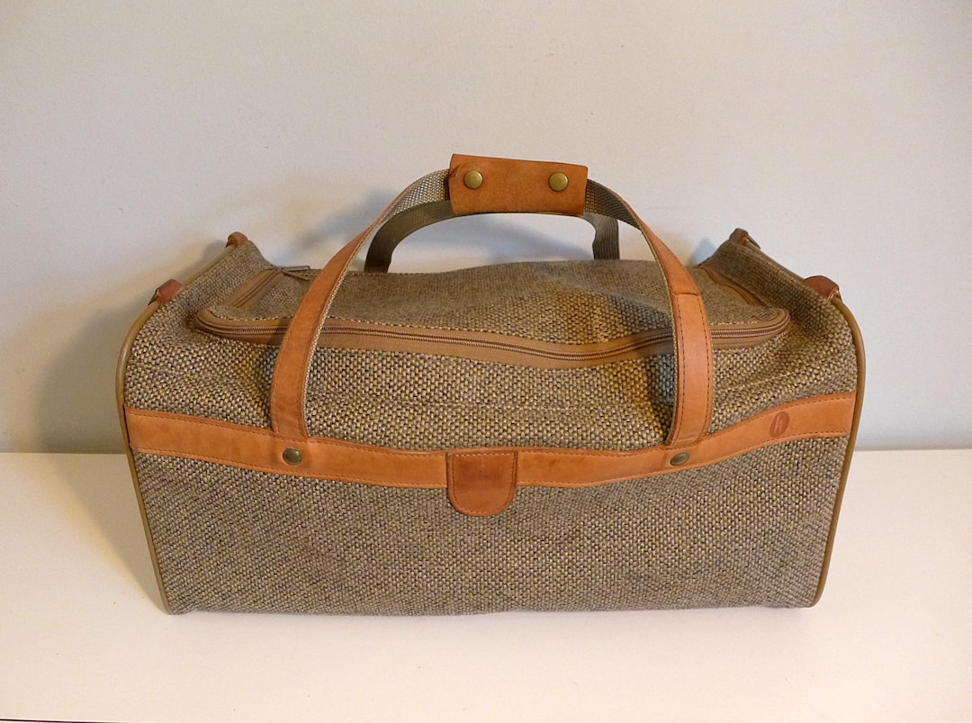 Vintage Hartmann Duffel Bag Vintage Tweed and Tan Leather Belting Carry ...