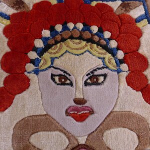 Geisha and Samurai Silk Rug Wall Hangings Vintage Small Plush Oriental ...