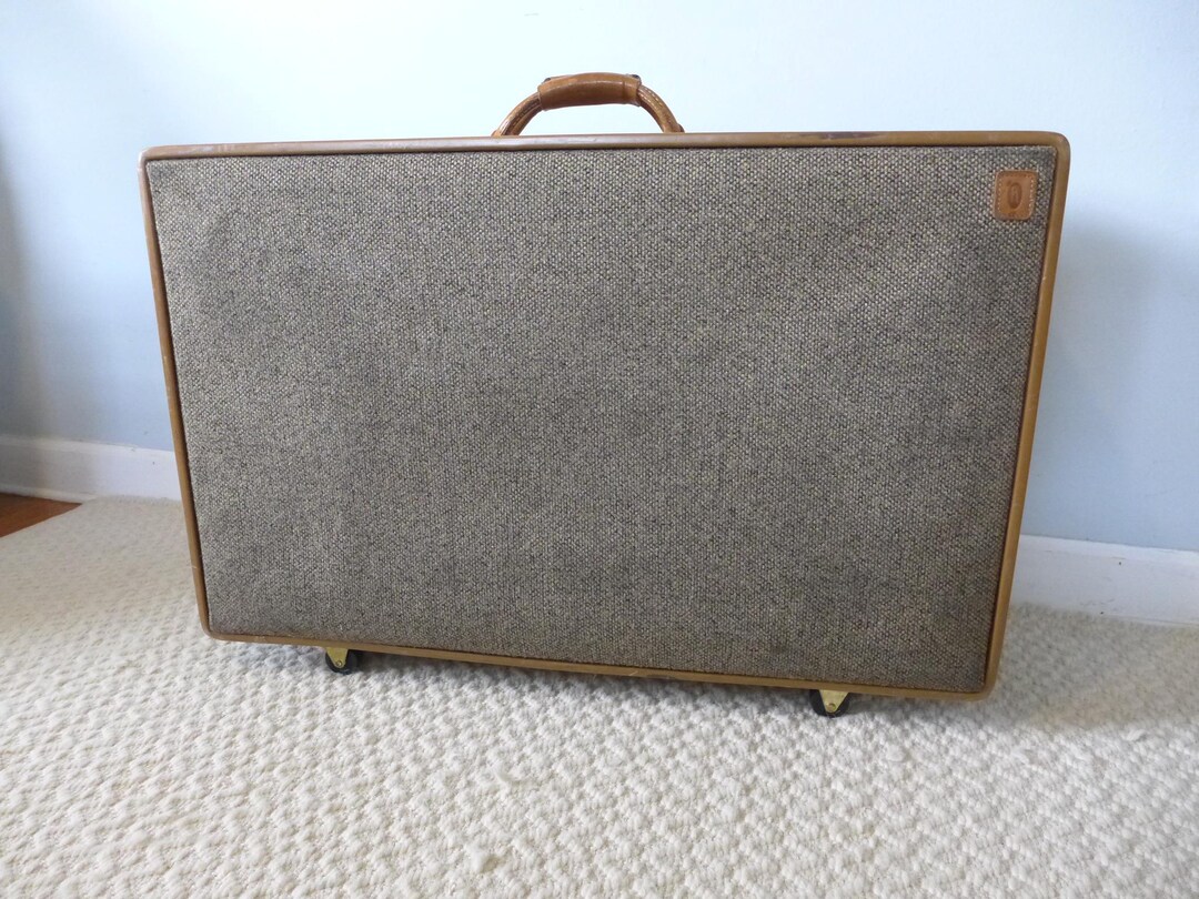 Vintage 32 Inch Hartmann Pullman Tweed Tan Leather Rolling Suitcase ...